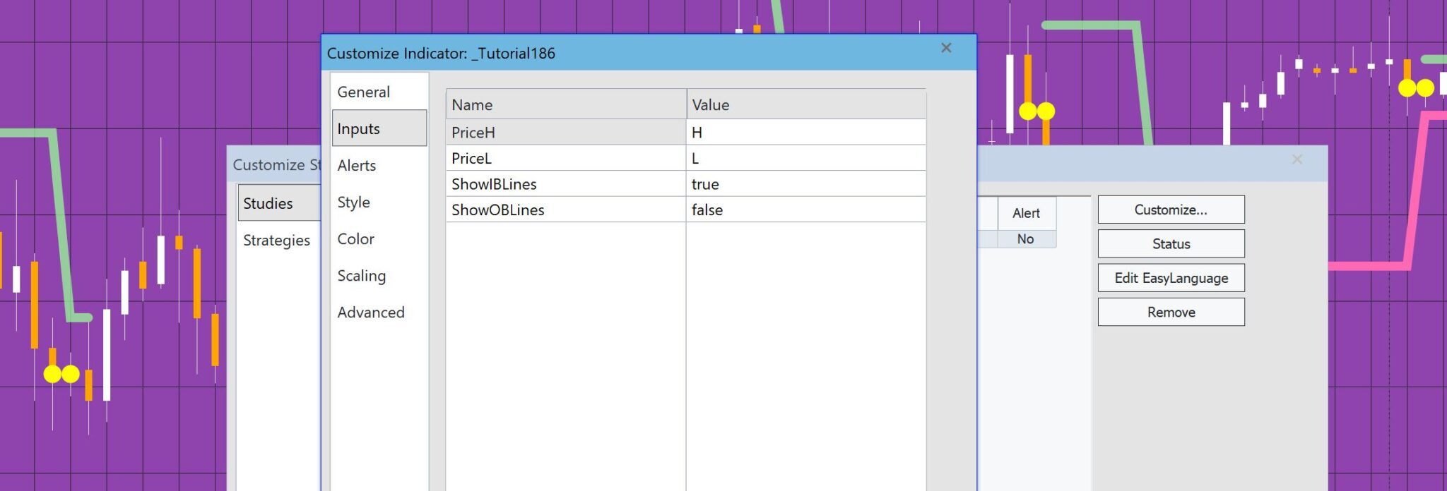 Tutorial 186 | Inside and outside bar high and low lines | TradeStation EasyLanguage Tutorials ...