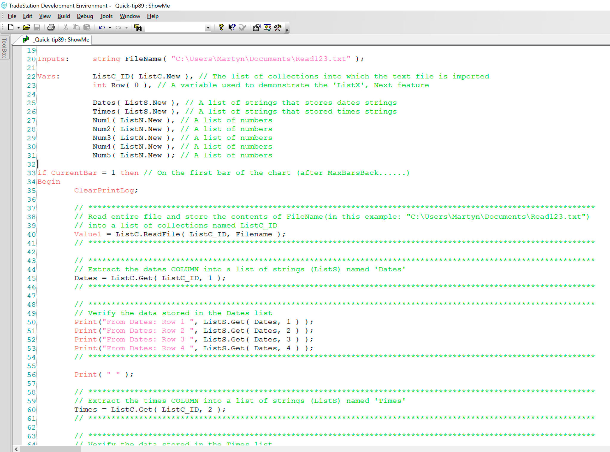 Quick-tip 89 | Importing a text file into ELCollections | TradeStation EasyLanguage Tutorials ...