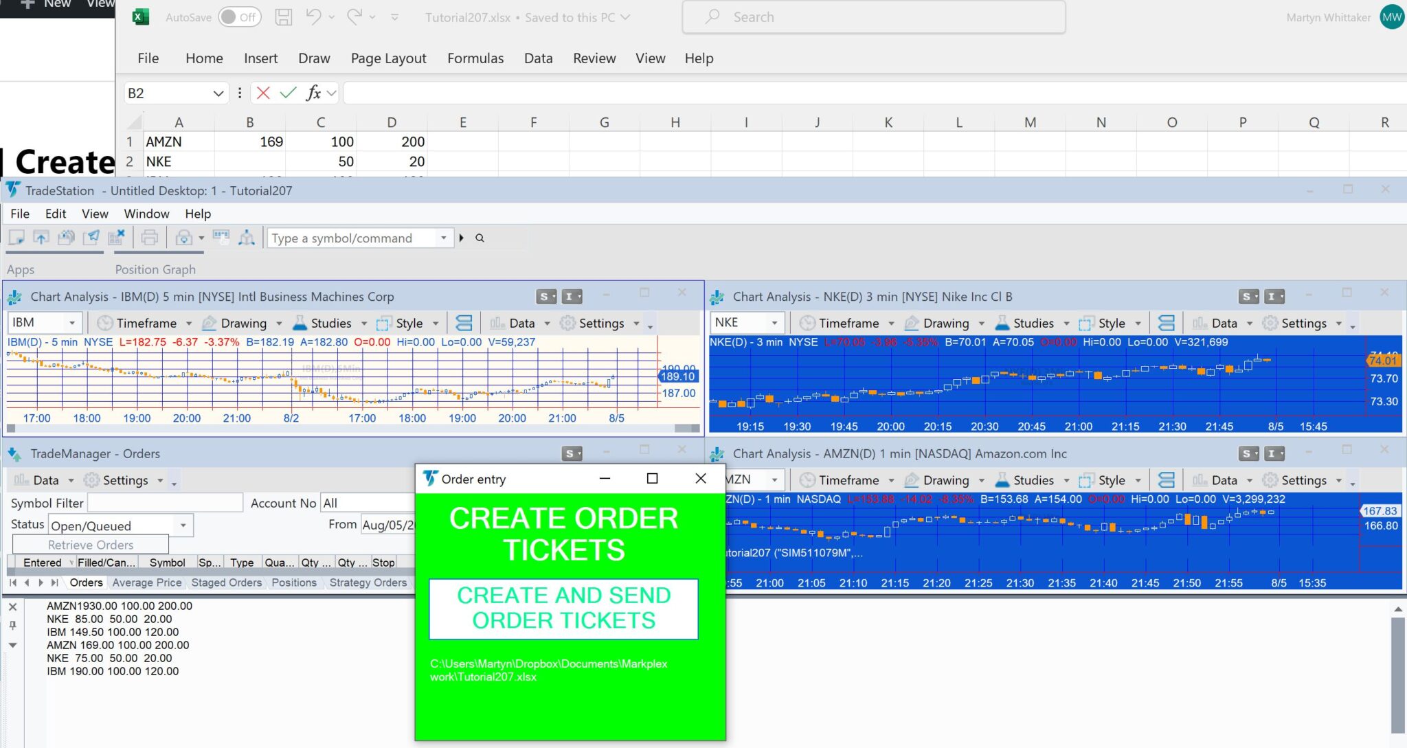 Tutorial 207 | Create order tickets based on data on an Excel spreadsheet | TradeStation ...